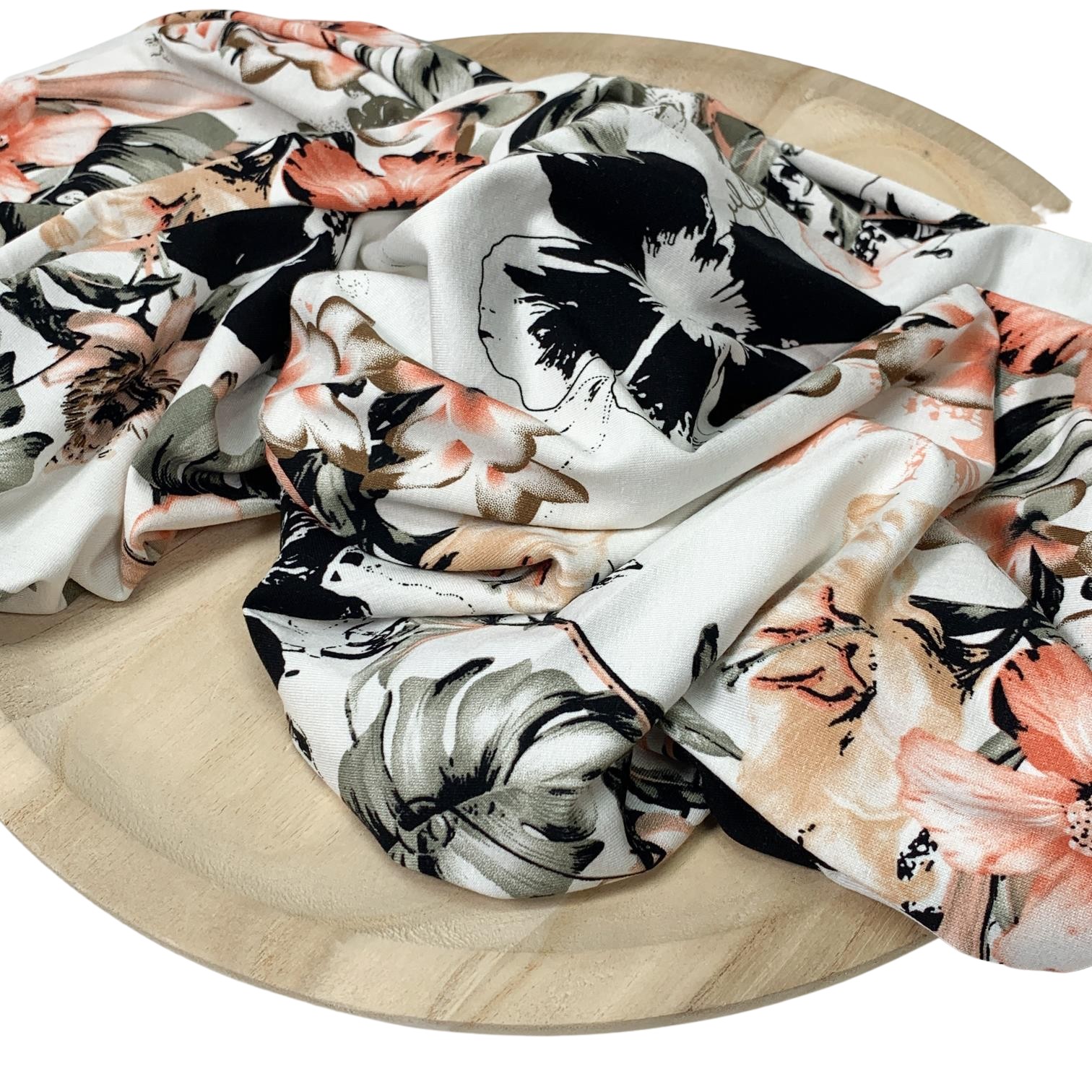 LIDANI - Viskosejersey - Kade Flowers - ecru