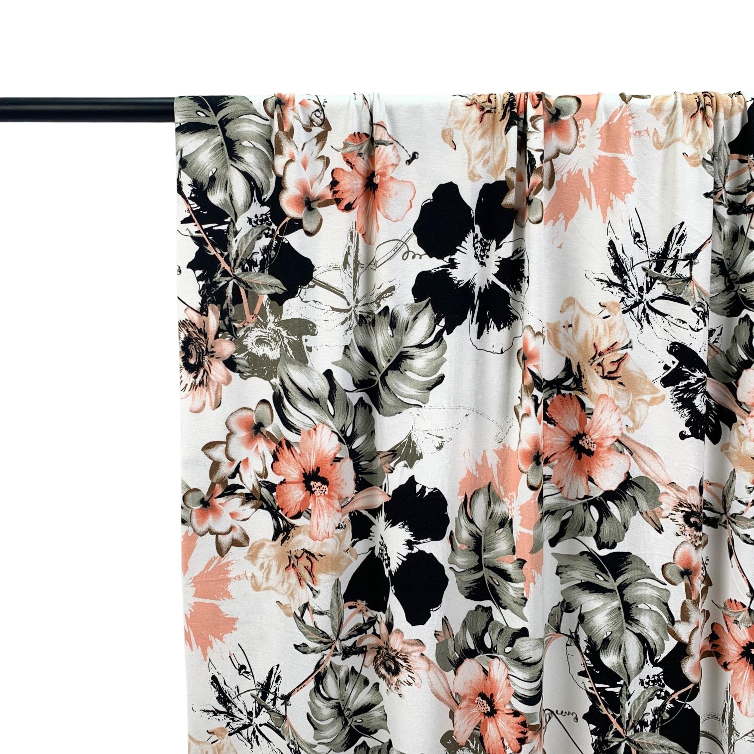 LIDANI - Viskosejersey - Kade Flowers - ecru