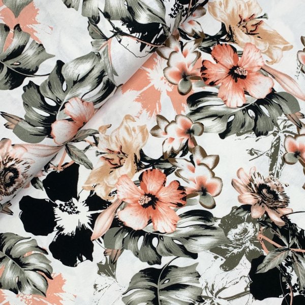 LIDANI - Viskosejersey - Kade Flowers - ecru